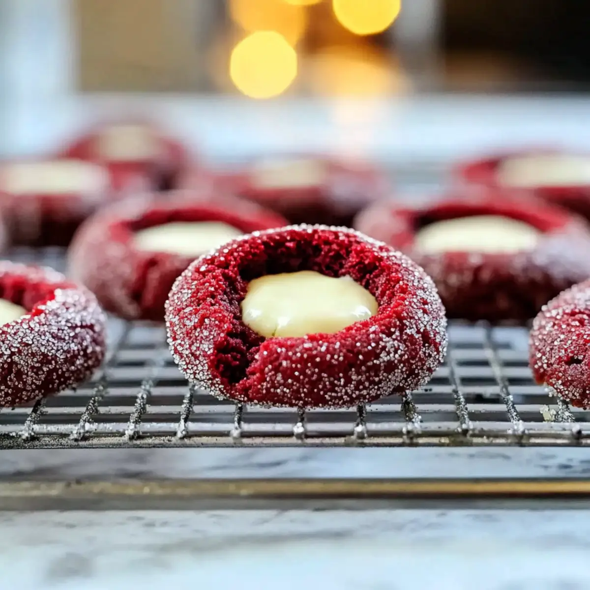 Irresistible Red Velvet Thumbprint Cookies with Cream Cheese